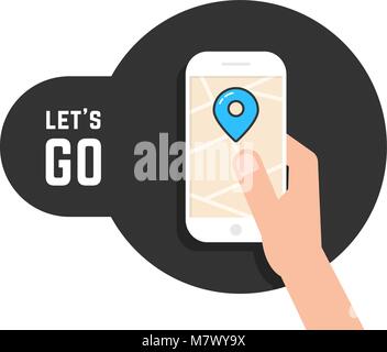 location pin icon in phone. gps phone. mobile location apps icon Stock ...