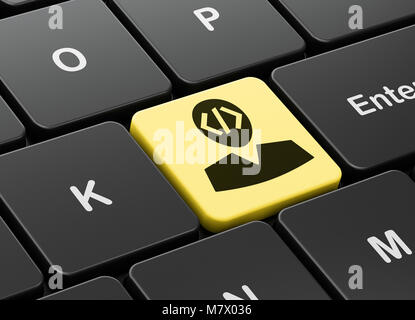 Database concept: Programmer on computer keyboard background Stock ...