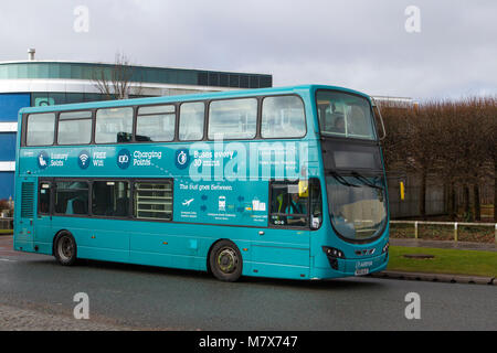 Wrightbus' electric double decker bus at the Wrightbus' Ballymena ...