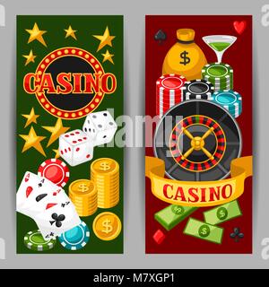 Gambling banners with Roulette Wheel and Casino Chips, lottery machine ...