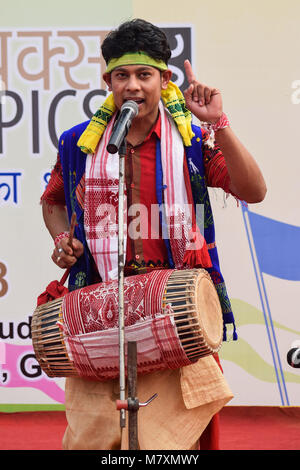 Artists performing Assamese folk song bihu during 8th Theatre Olympics ...