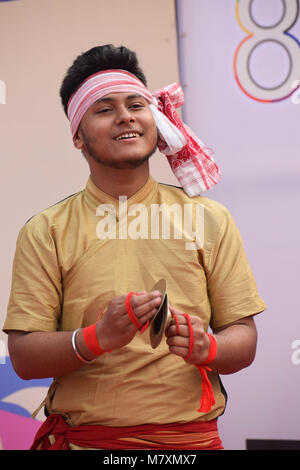 Artists performing Assamese folk song bihu during 8th Theatre Olympics ...