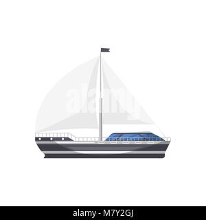cruise boat in the sea side view vacation travel style vector ...