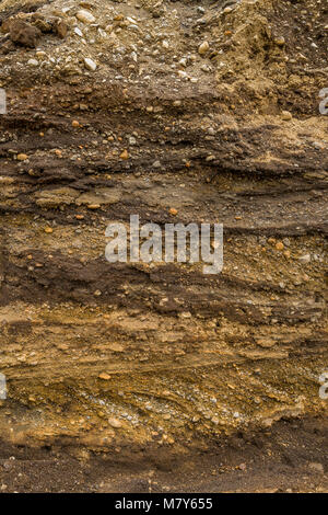 Layers of volcanic deposits and ash from previous eruptions at El Stock ...