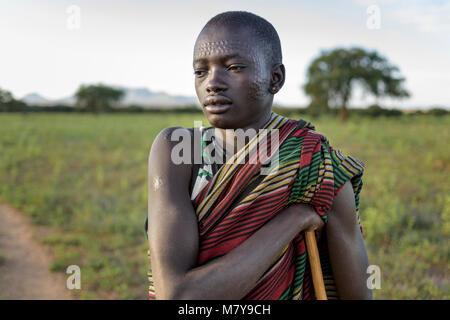 Young man with scarification on his face, Chad Stock Photo - Alamy