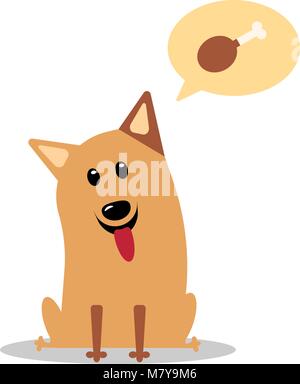 Cartoon Illustration of Funny Hungry Dog Begging for Food Stock Photo ...