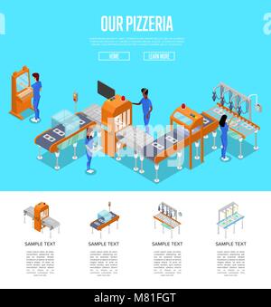 Robotic process isometric poster with industrial conveyor symbols ...