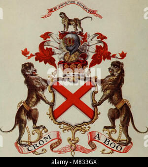 The coat of arms of the Duke of Leinster displays heraldic elements ...