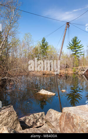 Wooden derrick at the abandoned Redstone Granite quarry in Conway, New ...