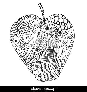 Apple vector, fruit zen tangle and doodle. Zentangle tattoo Stock ...