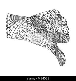 Hand zen tangle. Doodle arm. Coloring book vector illustration Stock ...