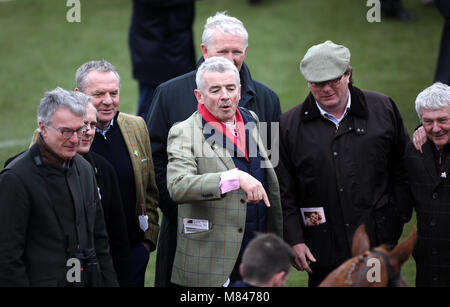 Horse owner Michael O'Leary (centre) and wife Anita Farrell celebrate ...