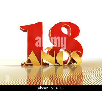 Spanish number eighteen years (number 18 years) in a circle, top view ...
