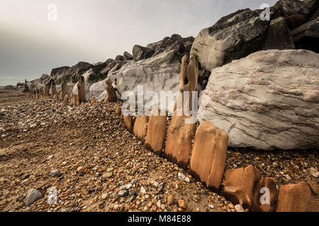 Elmer beach sea defences at Middleton on Sea near Bognor Regis, West ...
