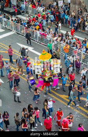 Morelia, Michoacán, Mexico, 10th of feburary, 2018, A parade with ...
