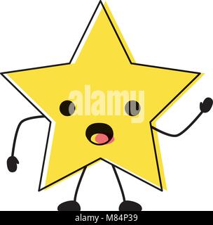 kawaii surprised star icon over white background, colorful design ...