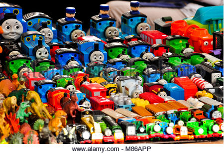Thomas the tank engine toys on a stall at a vintage show. UK Stock ...