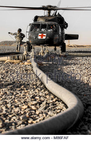 A U.S. Army HH-60 MEDEVAC helicopter from the 1st Air Cavalry Brigade ...