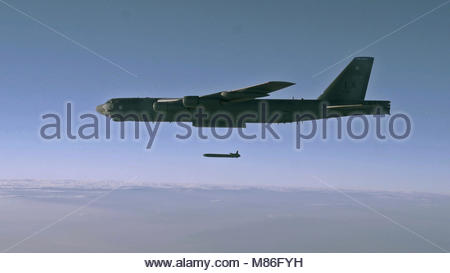 An unarmed AGM-86B Air-Launched Cruise Missile maneuvers over the Stock ...