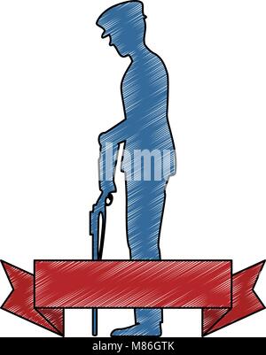 silhouette of soldier with rifle presenting respect with flowers Stock ...