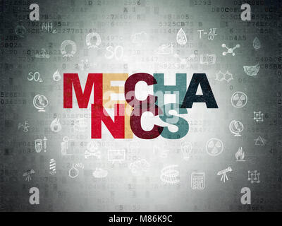 Science concept: Mechanics on Digital Data Paper background Stock Photo ...