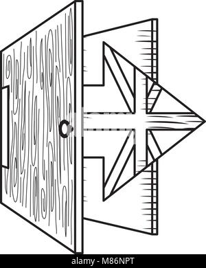 sketch of Brexit design with door and arrow with united kingdom flag ...