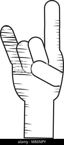 Rock Hand Symbol over white background, colorful design vector ...
