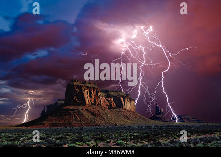 Monument Valley, Arizona lightning storm Stock Photo - Alamy