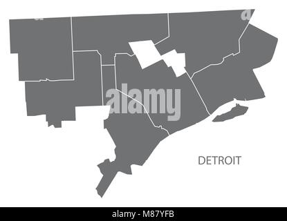 Detroit map silhouette administrative division, vector map isolated on ...