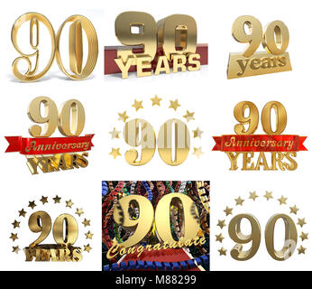 Set of number 90 (number ninety) celebration design. Anniversary number template elements for ...