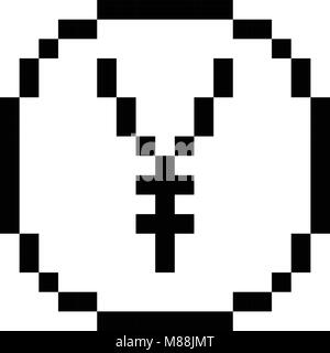 Vector 8 bit pixel art yen icon. Color concept of yen currency Stock ...