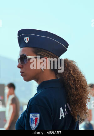 A French police woman officer (policewoman) during the stage 21 of the ...