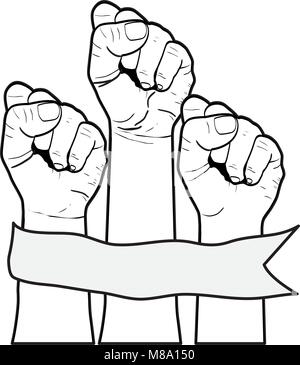 line opposition hands protest and ribbon decoration Stock Vector Image ...