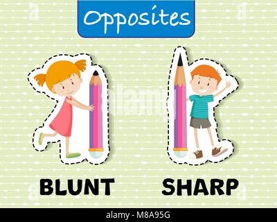 Opposite words for blunt and sharp illustration Stock Vector Image ...
