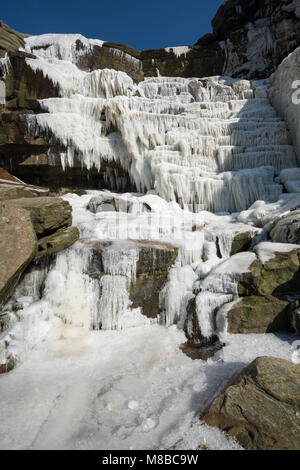 Ice on The river Kinder at Kinder Downfall in the Peak District ...