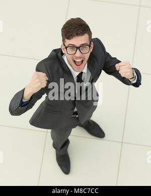 portrait of business man crying victory Stock Photo - Alamy