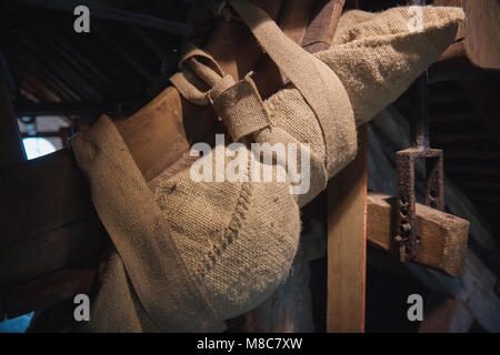 Parts of the interior of an old water mill Stock Photo - Alamy