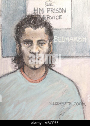 File court artist sketch dated 09/05/22 by Elizabeth Cook of Callum ...