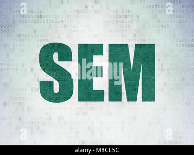 Advertising concept: SEM on Digital Data Paper background Stock Photo ...