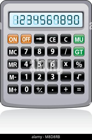 Gray and blue tax calculator isolated on white background. Flat vector ...