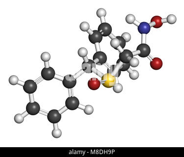 Adrafinil drug molecule (withdrawn). 3D rendering. Atoms are ...