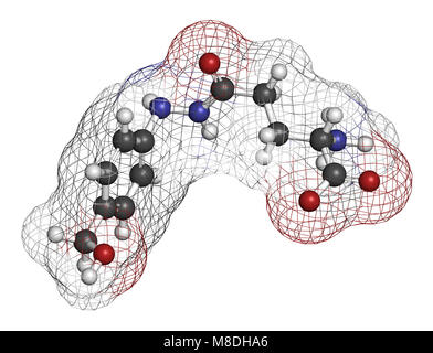Agaritine mushroom toxin molecule. 3D rendering. Atoms are represented ...