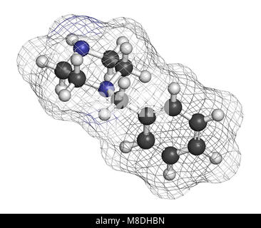 Benzylpiperazine (BZP) recreational drug molecule. Stylized skeletal ...