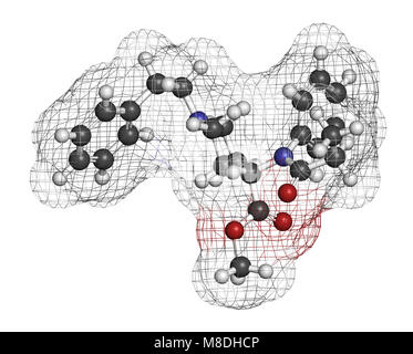Carfentanil (carfentanyl) synthetic opioid drug molecule. Stylized ...