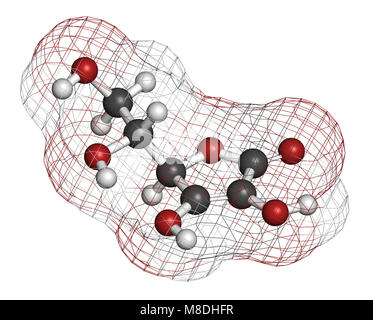 Erythorbic acid food preservative molecule (antioxidant). 3D rendering ...