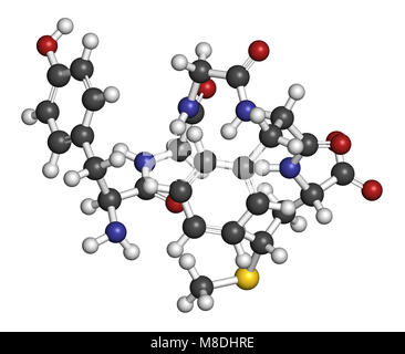 Met-enkephalin endogenous opioid peptide molecule. Stylized skeletal ...