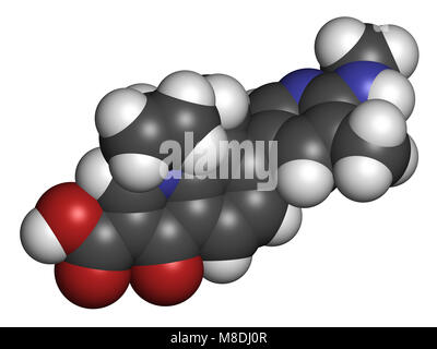 Ozenoxacin antibiotic drug molecule, used in treatment of impetigo ...