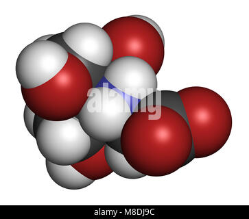 Tricine buffering agent molecule. 3D rendering. Atoms are represented ...