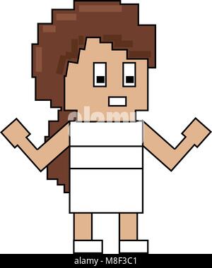 Pixelated woman character vector illustration graphic design Stock ...