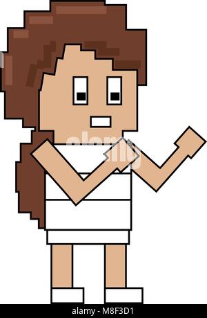 Pixelated woman character vector illustration graphic design Stock ...